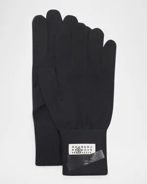MAISON MARGIELA Apos;s Numbers Trompe L & Apos;oeil Tape Wool Knit Gloves - Black