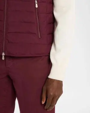 Brunello Cucinelli Apos;s Lightweight Techno Padded Down Vest - Deep Red
