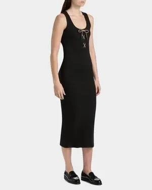 Burberry Carlotta Lace-up Sleeveless Rib Midi Dress