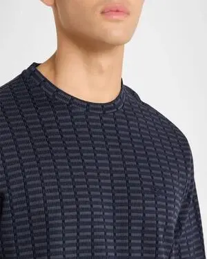Emporio Armani Apos;s Micro-rectangle Jacquard Crewneck T-shirt