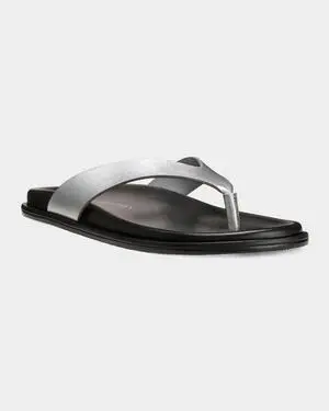 STUART WEITZMAN Mary Kate Metallic Leather Thong Sandals
