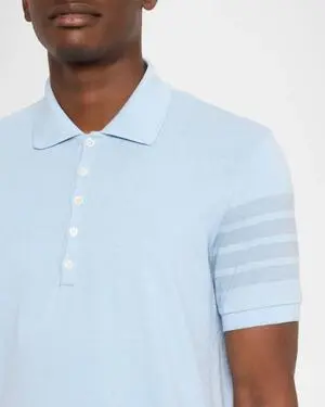 Thom Browne Apos;s Garment Dyed Jersey 4-bar Polo Shirt - Light Blue