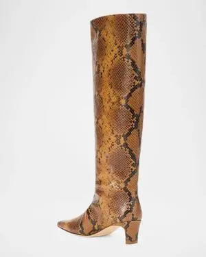 Staud Wally Snake-embossed Leather Knee-high Boots