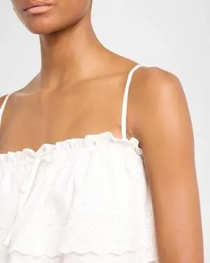 Veronica Beard Oseanna Embroidered Cotton Top