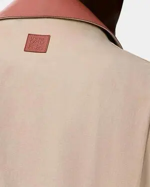 Loewe X Paula & Apos;s Ibiza & Apos;s Washed Cotton Leather-collar Shirt Jacket - Sand