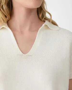 Lafayette 148 New York Cotton-silk Polo Sweater - Cloud