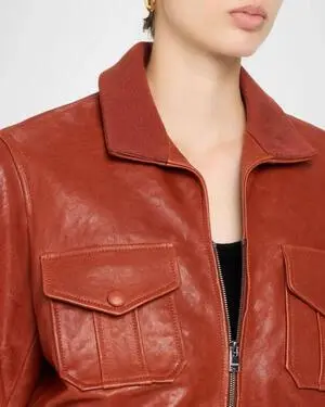 FRAME The Ace Leather Jacket - Paprika
