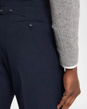Thom Browne Stripe Cotton Tailored Pants - Navy