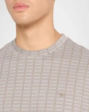 Emporio Armani Apos;s Micro-rectangle Jacquard Crewneck T-shirt
