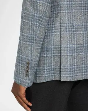 Emporio Armani Apos;s G Line Wool Plaid Single-breasted Sport Coat - Light Grey