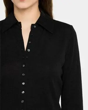Vince Multi-button Collared Cardigan Top - Black