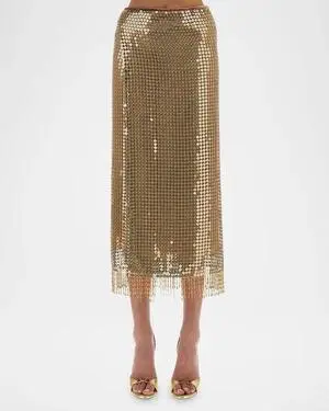 Roberto Cavalli Sequined Fishnet Midi Wrap Skirt