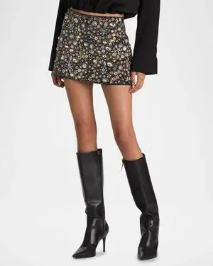 Alice + Olivia Rubi Embellished Micro Mini Skirt