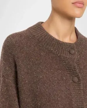 FRAME Flecked Wool-cashmere Cardigan - Brown