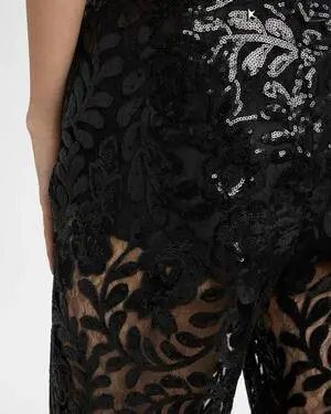 GOLDEN GOOSE Journey Sequined Floral-embroidered Tulle Pants - Black