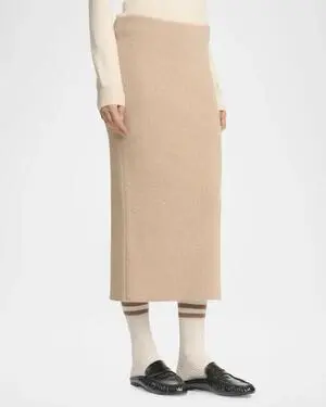 Malo Cashmere Rib Midi Skirt