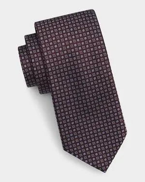 Canali Apos;s Geometric Woven Silk Tie - Red