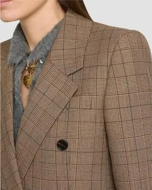 Chloé Double-breasted Check Tailoring Jacket - Brown