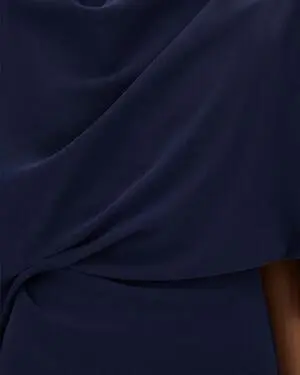 Rachel Gilbert Amaris Long-sleeve Capelet Column Gown - Navy