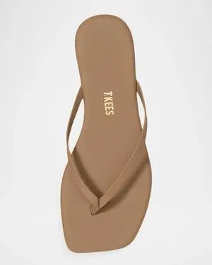Tkees Lily Leather Square-toe Thong Sandals