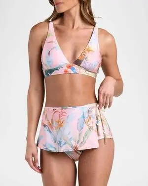 L & APOS;AGENCE Lexie Palm-print Bikini Top - Multi