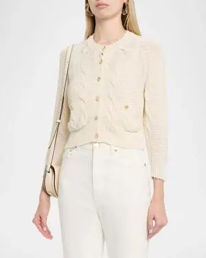 L & APOS;AGENCE Darcy Cable-knit Cardigan - Ivory
