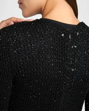GOLDEN GOOSE Journey Long-sleeve Sequined Mesh Maxi Dress - Black