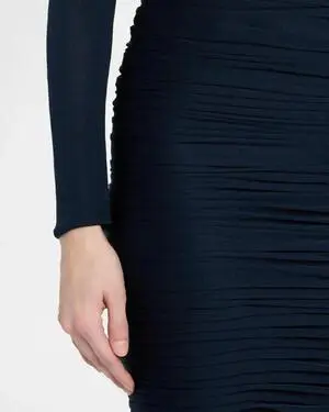 Versace Gathered Long-sleeve Midi Dress - Deep Dark