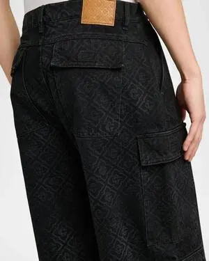 Casablanca Apos;s Monogram Cargo Jeans - Black