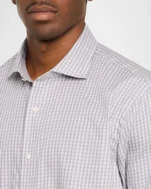 Peter Millar Apos;s Crown Crafted Micro-plaid Cotton Sport Shirt - Storm