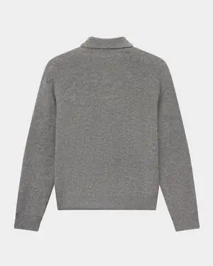 FRAME Apos;s Boiled Wool Polo Sweater - Grey