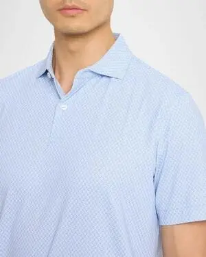 Peter Millar Men & Apos;s Crown Crafted Mayfield Performance Jersey Polo Shirt Iris Mist