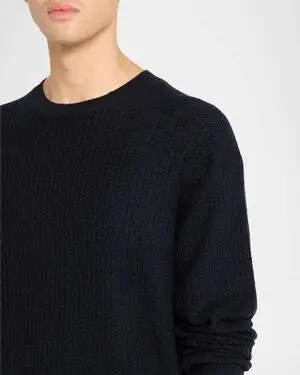 FRAME Textured Wool Crewneck Sweater - Blue