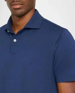 Peter Millar Apos;s Crown Micro-chevron Cotton-stretch Polo Shirt - Navy