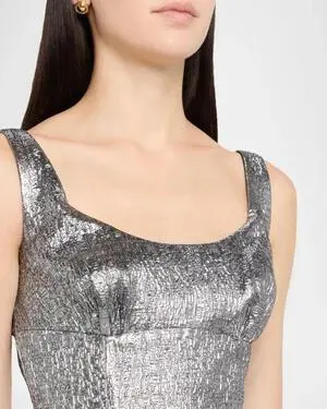 Roland Mouret Off-the-shoulder Metallic Textured Jacquard Midi Dress