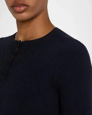Lafayette 148 New York Slim-fit Rib Knit Cotton Sweater - Ink