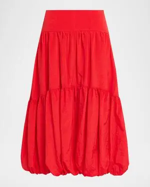 Cinq À Sept Blythe High-waist Tiered Midi Skirt - Goji Berry