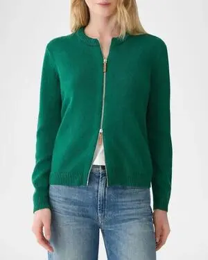Lafayette 148 New York Crewneck Cotton-silk Cardigan - Grass