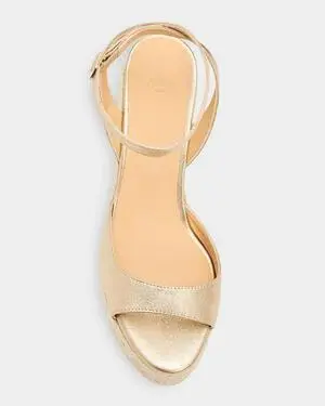 AGS X CASTANER 110mm Brook Metallic Leather Platform Espadrille Sandals - Oro