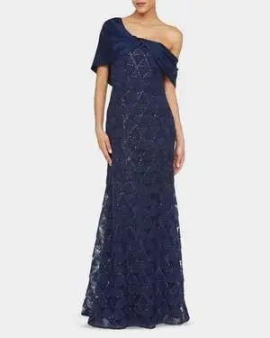 Theia Anabella Textured Tulle Gown