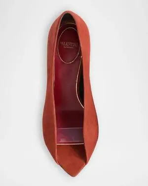Valentino Garavani 105mm Open Toe Revele Suede Pumps - Rust