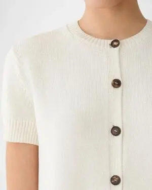 Lafayette 148 New York Crewneck Cotton-silk Cardigan