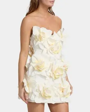 Acler Jackhill 3d Floral Minidress - Ivory