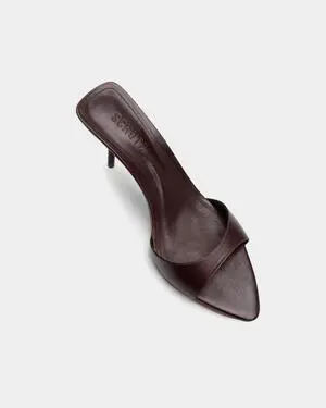 Schutz 75mm Elodie Leather Mules - Root Brown