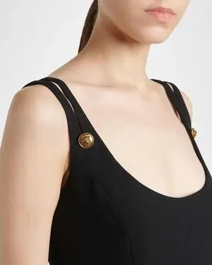 Versace Grain De Poudre Wool Midi Sheath Dress