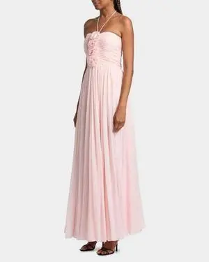 AS IT MAY Rosette-detail Polka Dot Gown