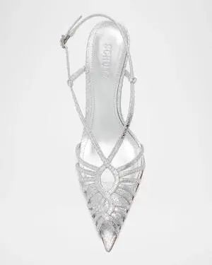 Schutz Seraphine 110mm Snakeskin-embossed Leather Peep-toe Sandals