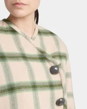 Valentino Garavani Interferenze Shearling-cuff Plaid Jacket - Vaniglia