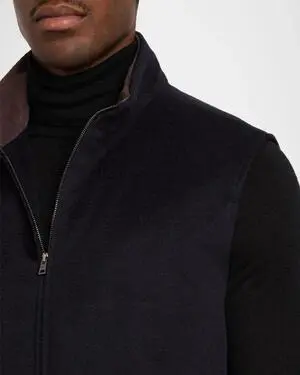 Herno Apos;s Wool-cashmere Zip-front Vest - Navy