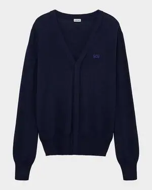 Loewe Apos;s Logo Wool-blend Cardigan - Navy/blue